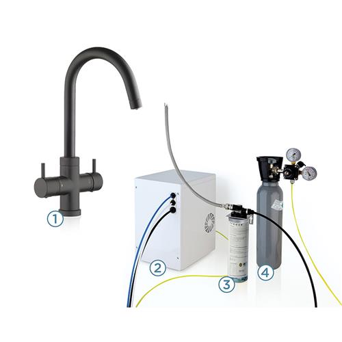 MISCELATORE AQUAPURA FRESH 4 VIE CON KIT ACQUA FREDDA NERO Miscelatori